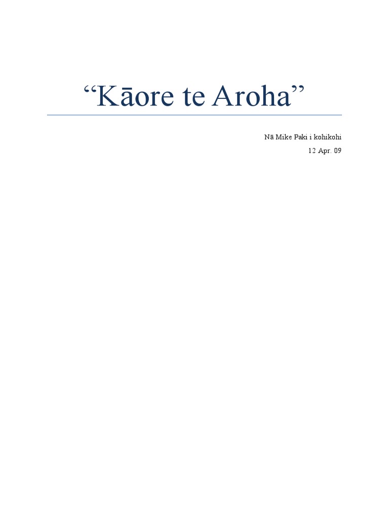 Kaore Te Aroha | PDF | Film Industry | Demographics Of New Zealand
