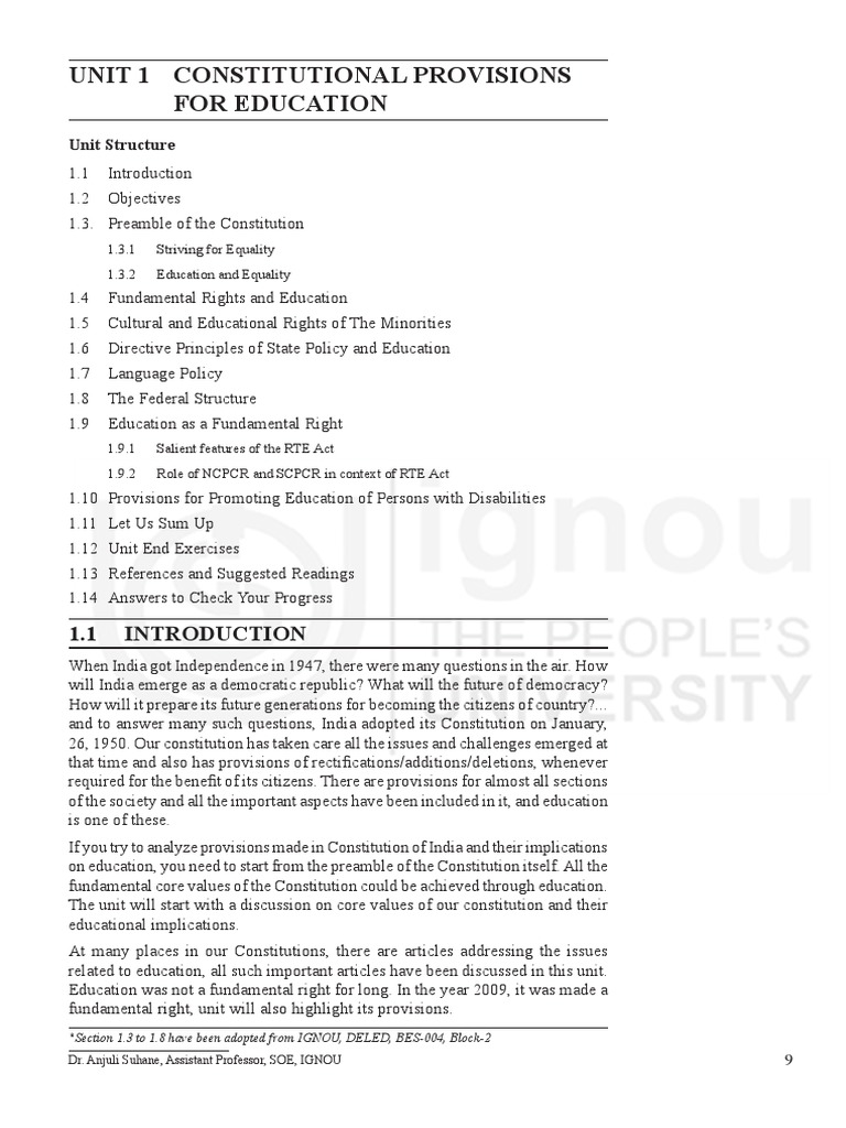 CONSTITUTIONAL PROVISIONS For Education | PDF | Equal Opportunity ...