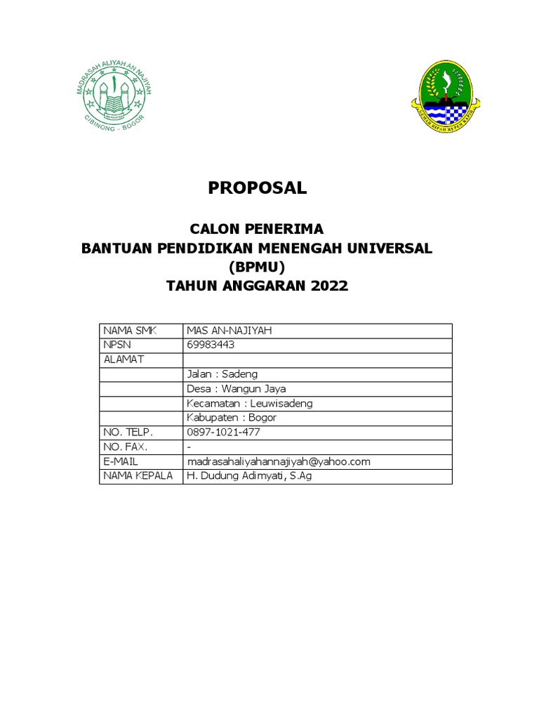 Contoh Proposal BPMU | PDF