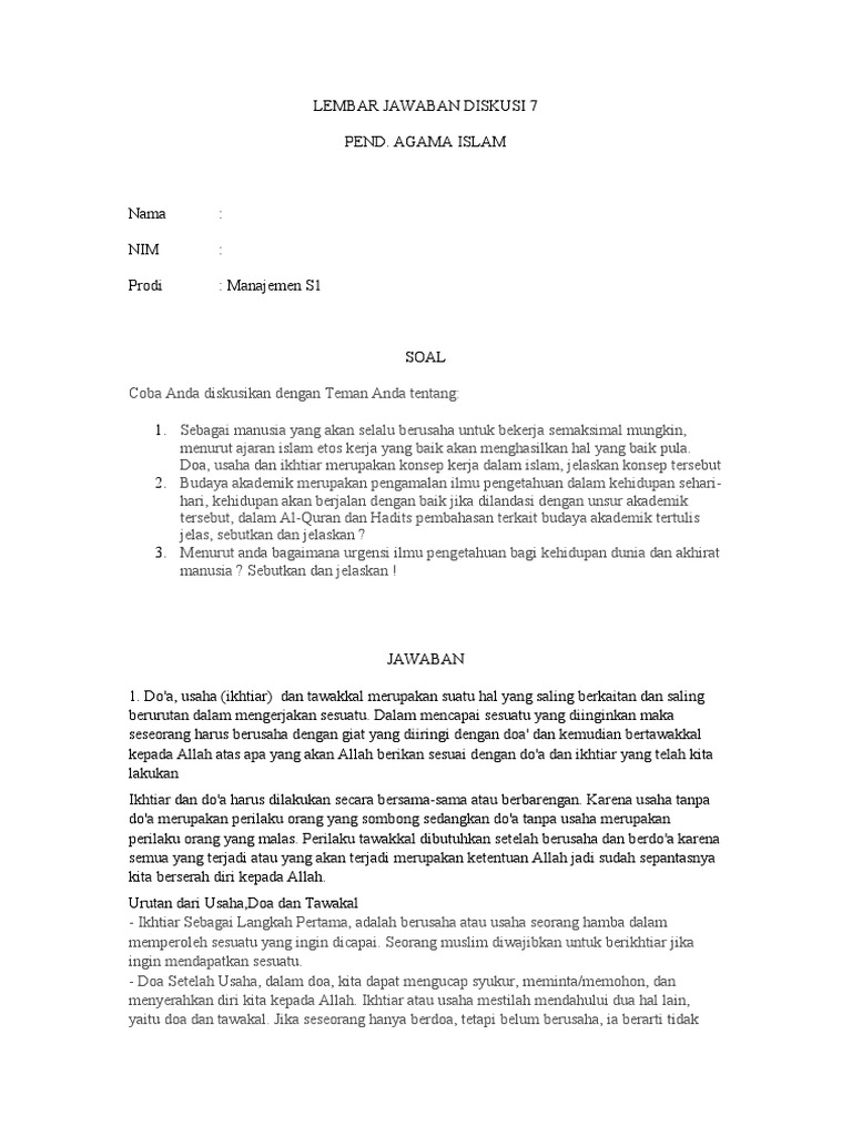 Lembar Jawaban Diskusi 7 | PDF