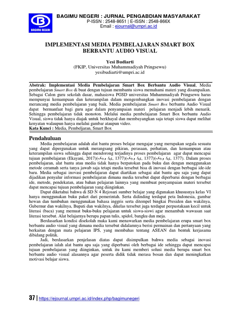 Implementasi Media Pembelajaran Smart Box Berbantu Audio Visual | PDF