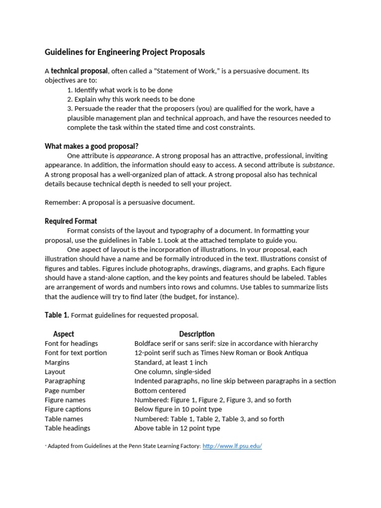 Guidelines For Engineering Project Proposals: What Makes A Good ...