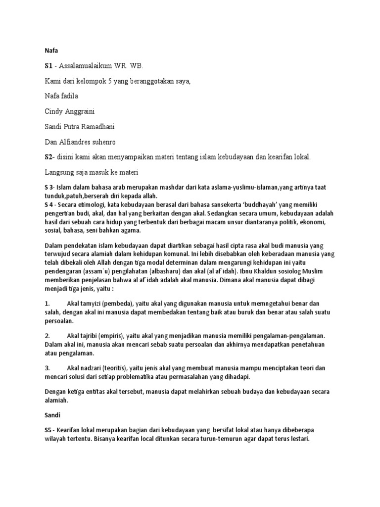 Scrip Presentasi Agama K 5 | PDF