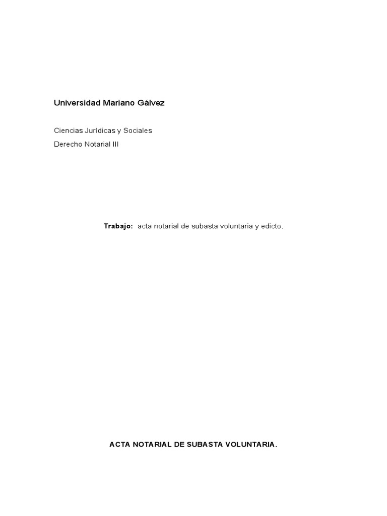 Acta Notarial de Subasta Voluntaria. | PDF | Subasta | Guatemala