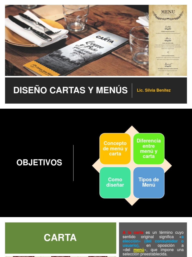 Diseño de Cartas y Menús para Restaurantes | PDF | Menú | Alimentos