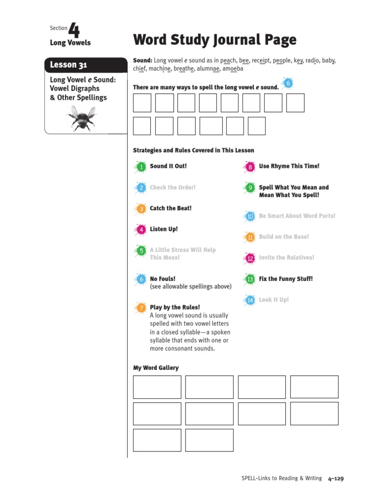 Lesson 31 Word Study Journal Page | PDF