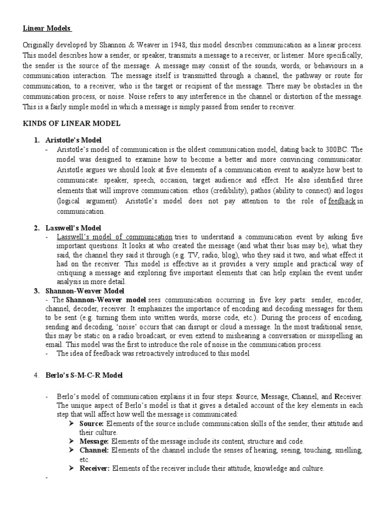 Communication Models | Download Free PDF | Communication | Psychology