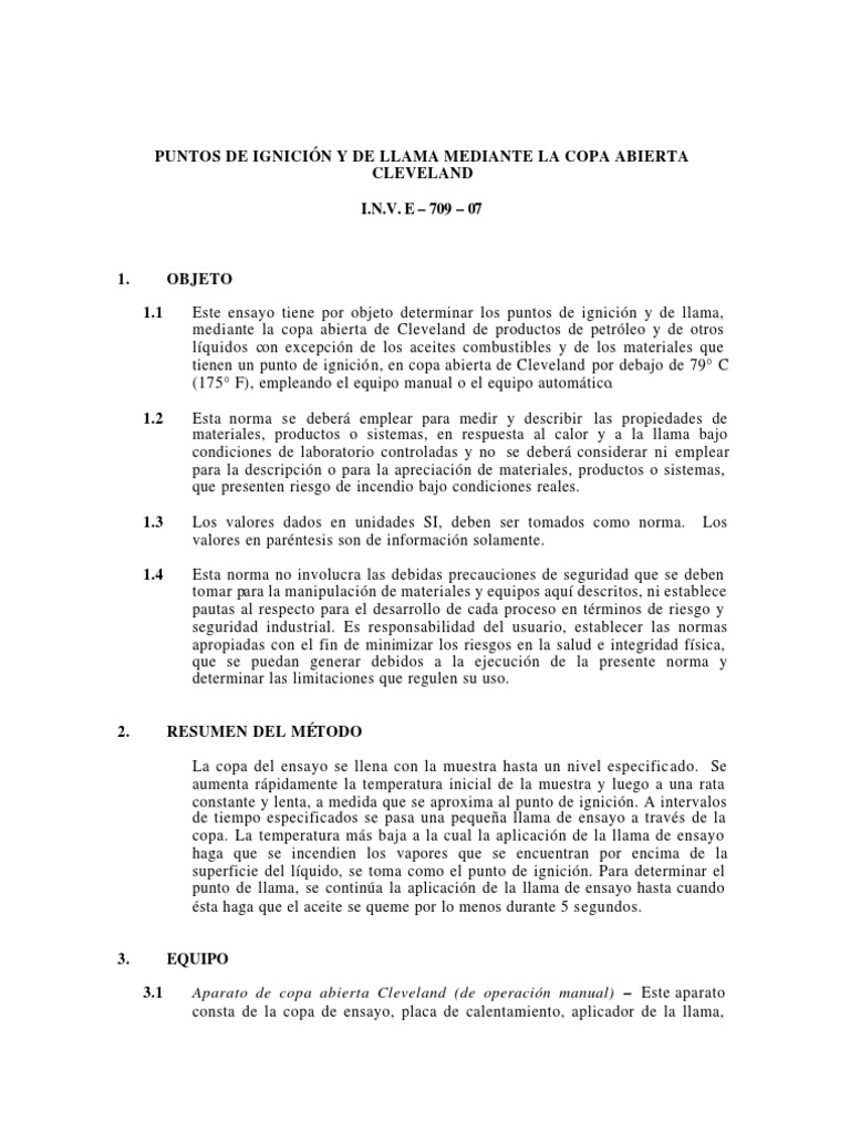 Norma INV E-709-07 | PDF | Temperatura | Combustión