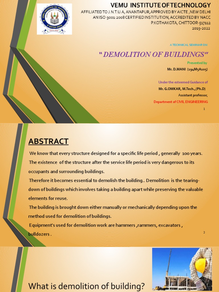 Demolition of Buildings | PDF | Demolition | Economic Sectors