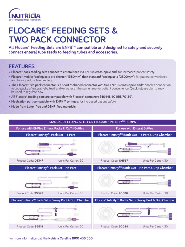 Flocare® Feeding Sets & Two Pack Connector: Features | PDF | Equipment