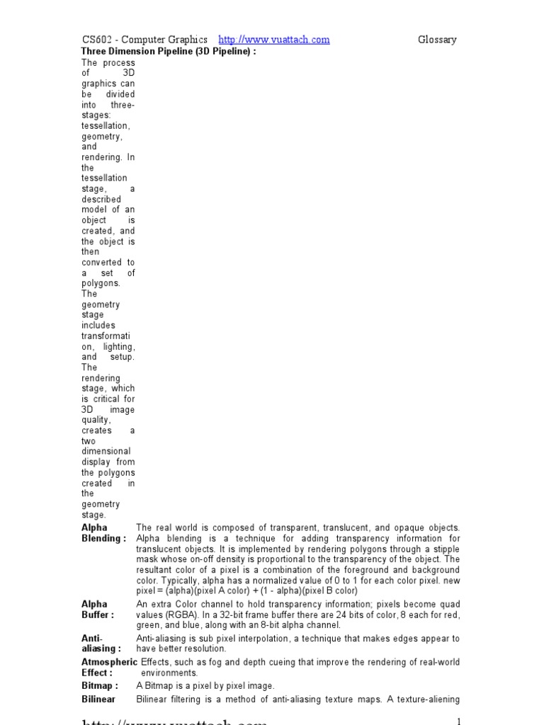 CS602 - Computer Graphics Glossary: Three Dimension Pipeline (3D ...