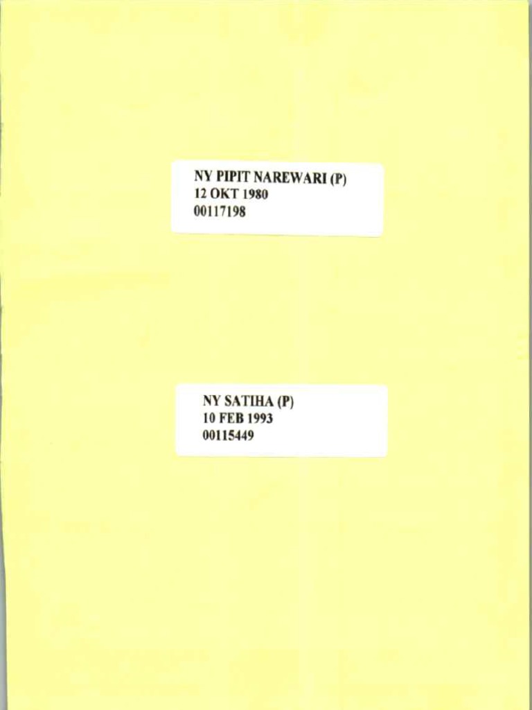 Contoh Label 2 Identitas | PDF