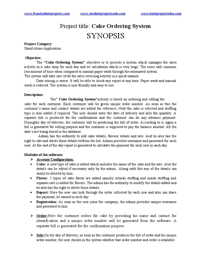 Cake Ordering System | Download Free PDF | User (Computing) | Graphical ...