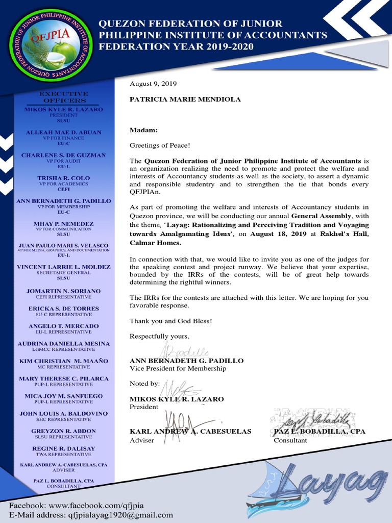 Patricia Marie Mendiola-Invitation-Letter-Judges | PDF