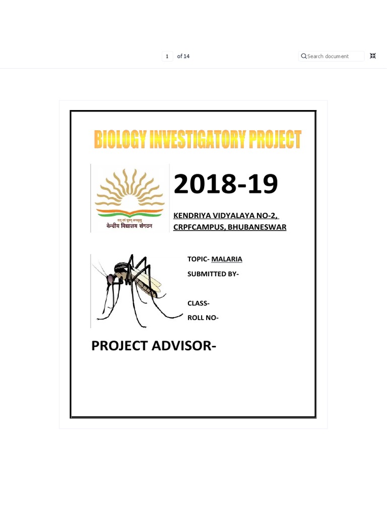 Biology Investigatory Project PDF Malaria Plasmodium | PDF | Malaria ...