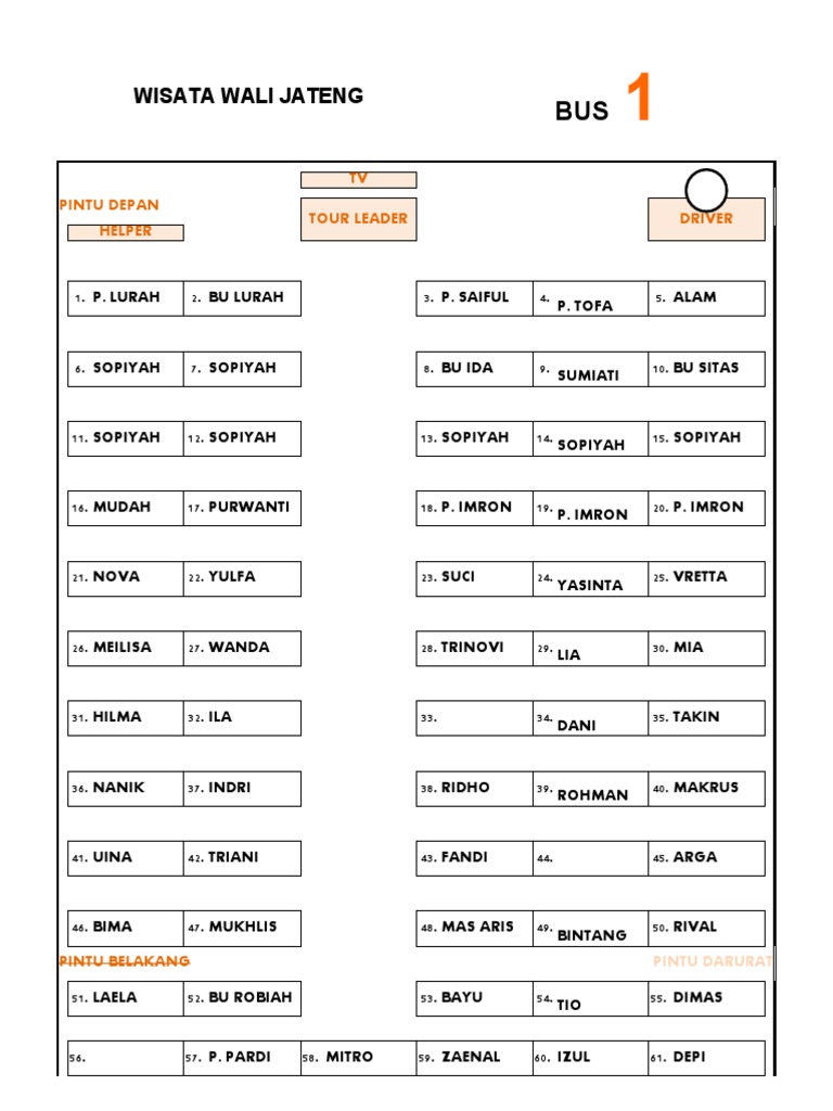 Denah Bus 61 Seat | PDF