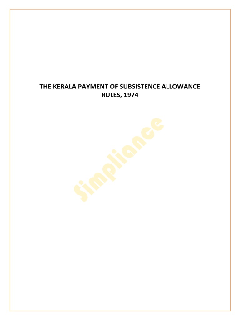 The Kerala Payment of Subsistence Allowance Rules, 1974 | PDF | Ex ...