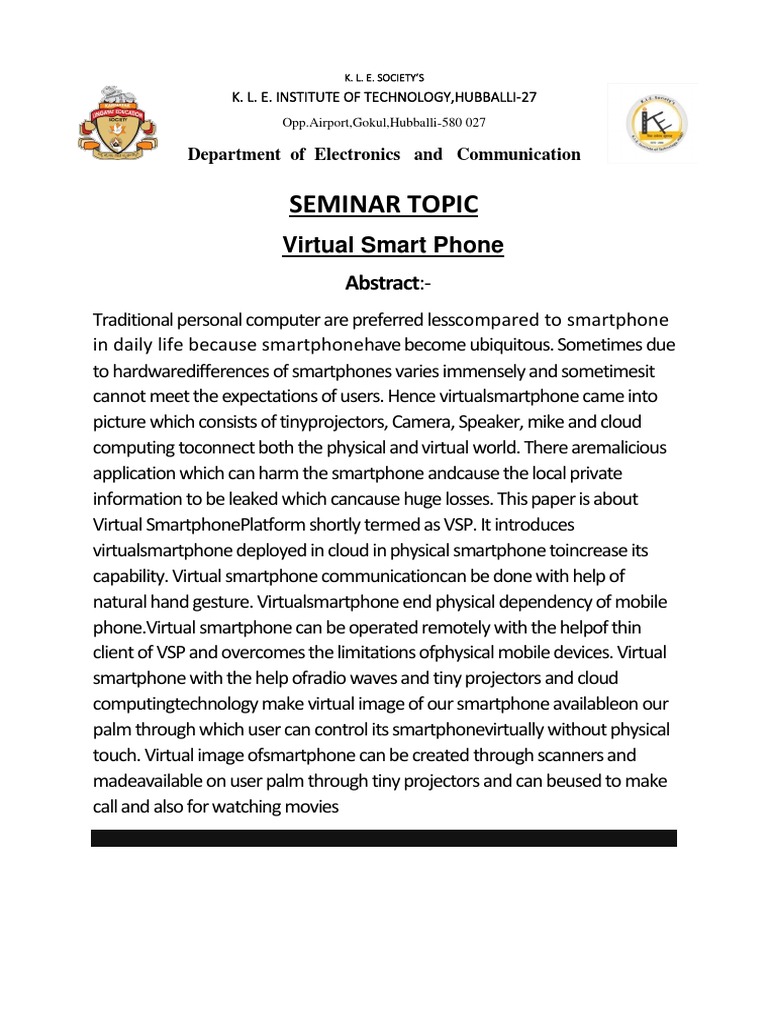 Seminar Topic: Ver A | PDF | Smartphone | Computing