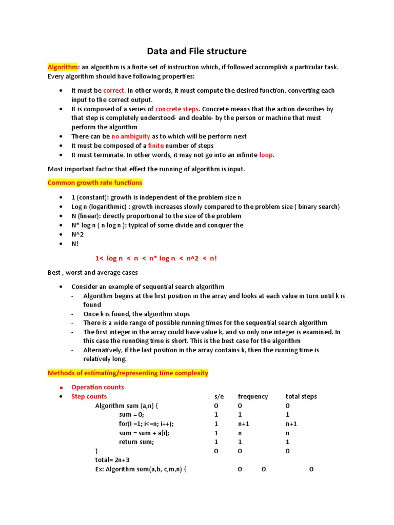 Data And File Structure Pdf Logarithm Algorithms