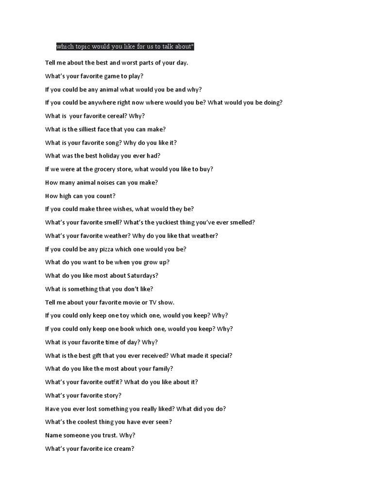 Free Talk For Kids | PDF