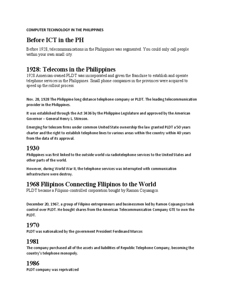 Evolution of Telecom in the Philippines | PDF | Communication ...