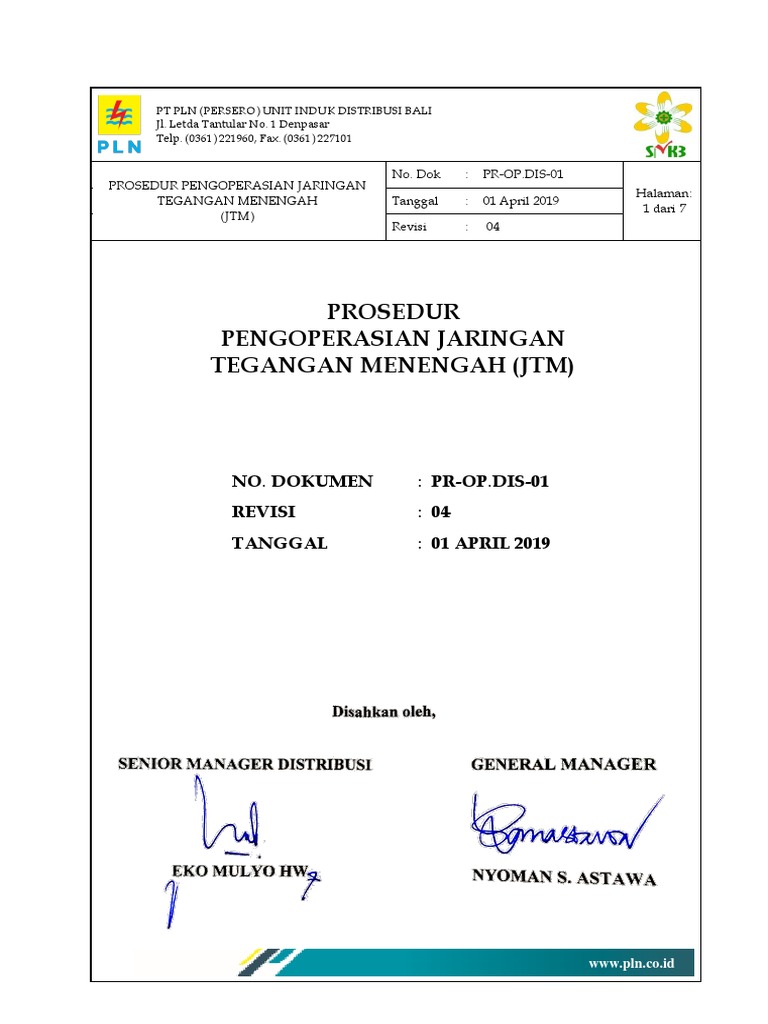 PROSEDUR PENGOPERASIAN JTM - Rev 2019 | PDF