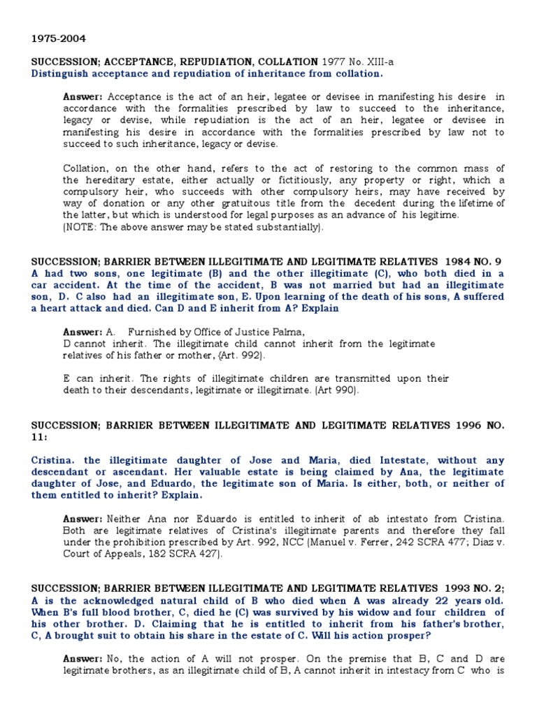 Midterm Rev - Bar QS | PDF | Will And Testament | Intestacy