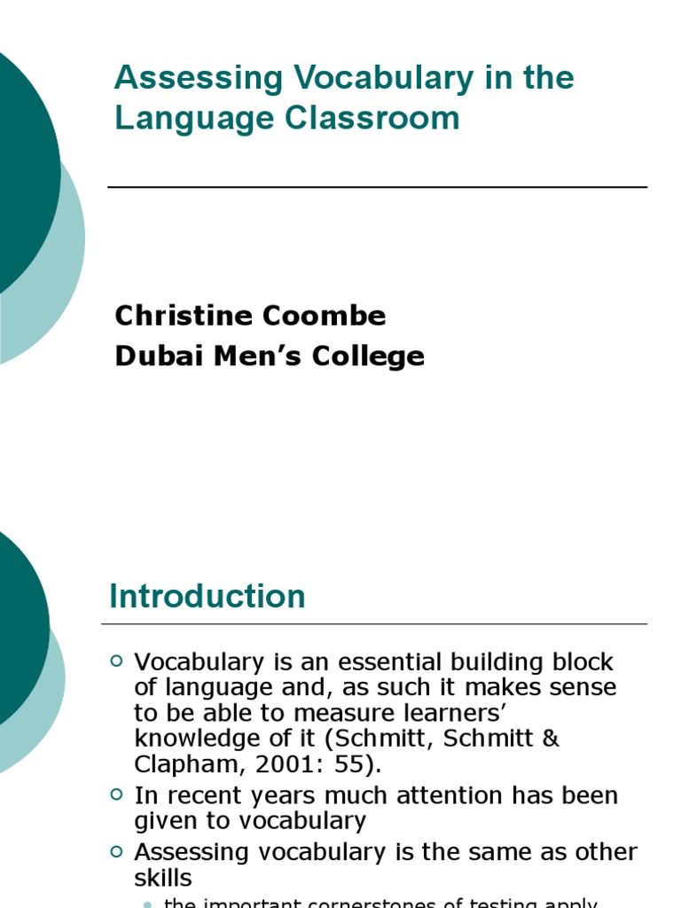 Assessing Vocabulary in The Language Classroom Com | PDF | Vocabulary ...