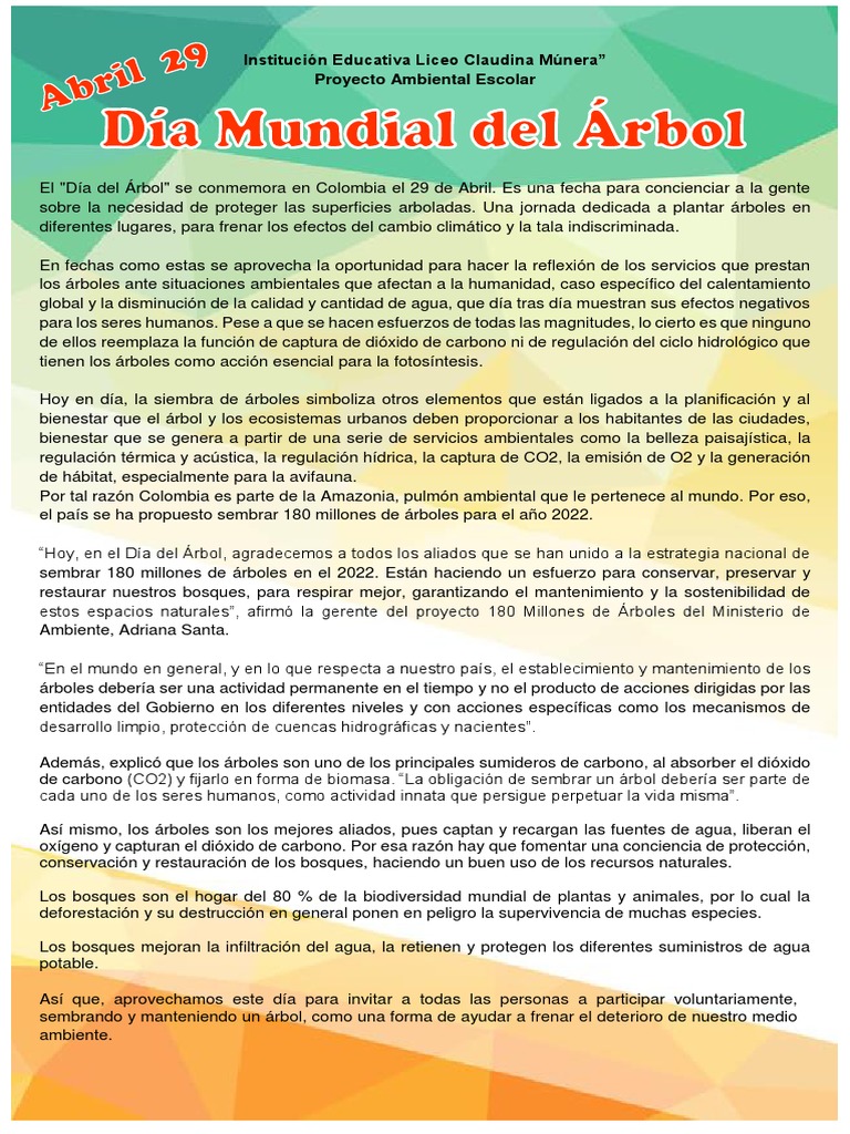 Lectura Dia Del Arbol | PDF | Los bosques | Deforestación