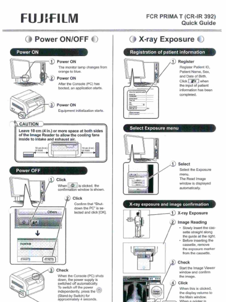 Fuji FCR Prima T2 - User Manual Short Form | PDF