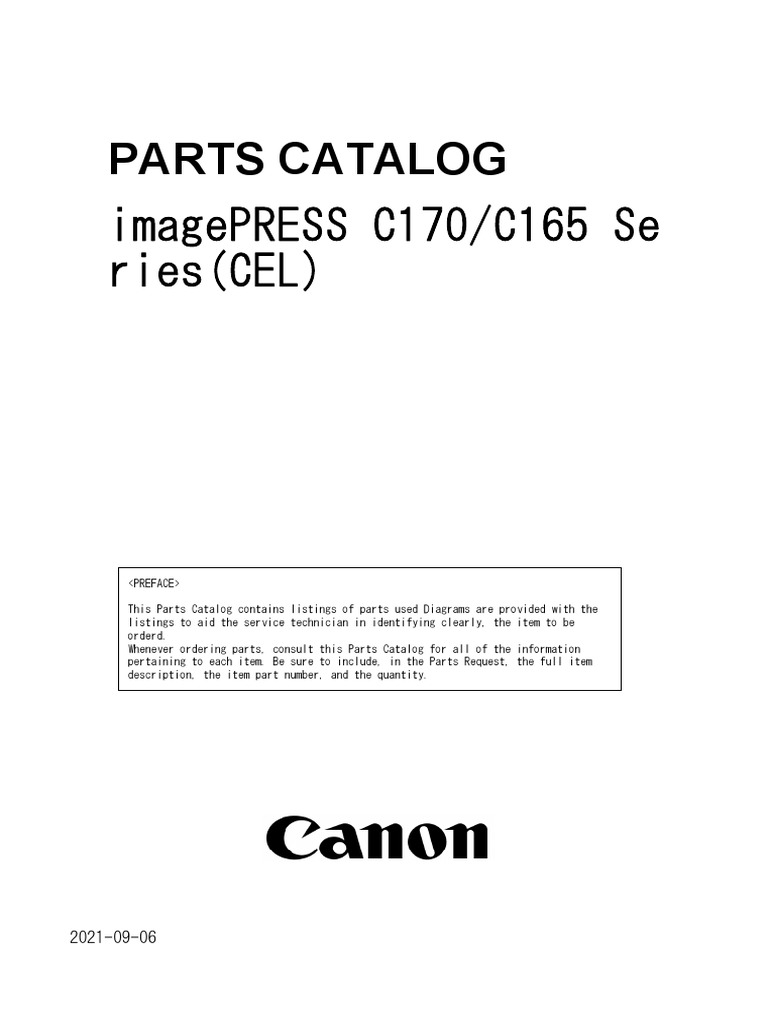 Canon imagePRESS C170/C165 Parts Catalog | PDF | Electrical Connector ...