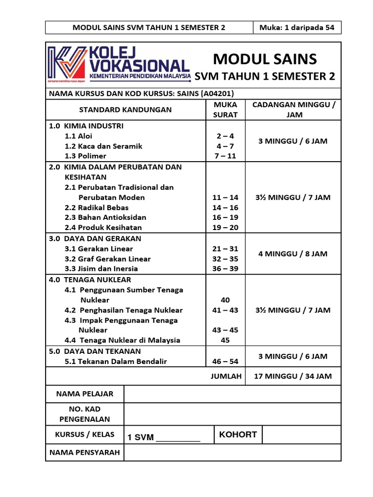 Modul KSKV Sains Semester 2 | PDF