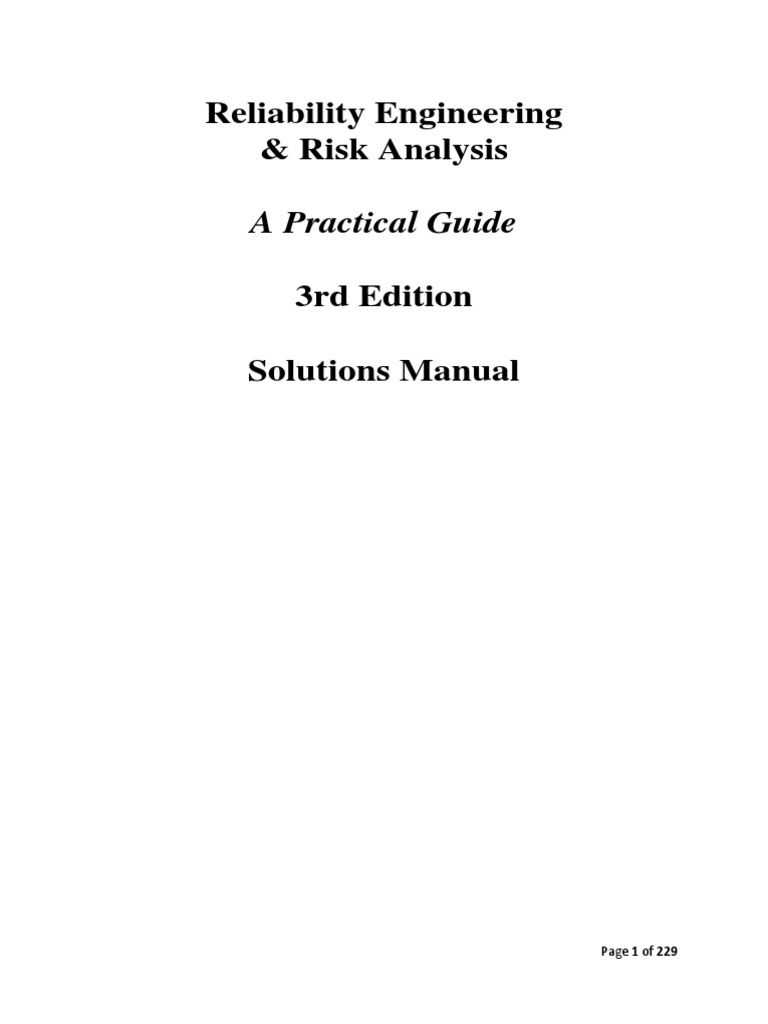 Solution Manual For Reliability Engineering and Risk 3 A V.F. Modarres ...