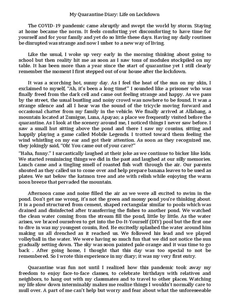 Quarantine Reflections: Life Changes | PDF