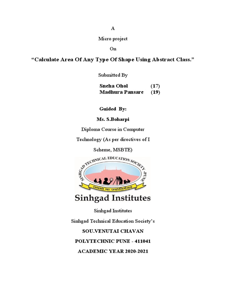 "Calculate Area of Any Type of Shape Using Abstract Class.": Sneha Ohol ...