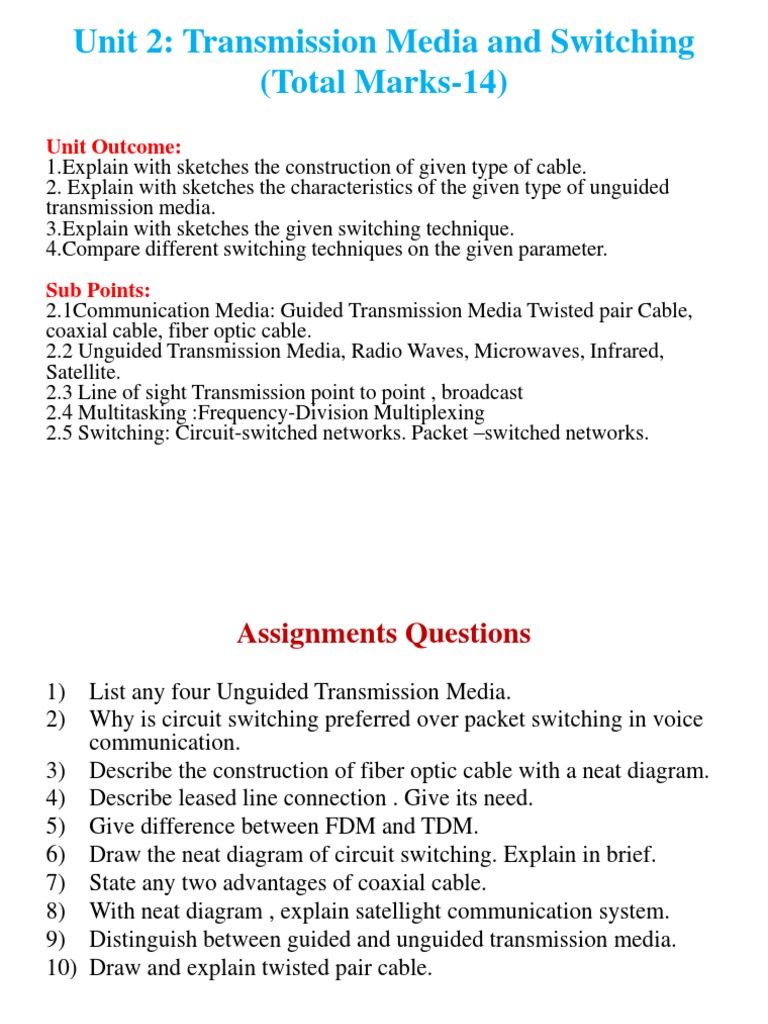 DCC Unit 2 | PDF | Transmission Medium | Multiplexing