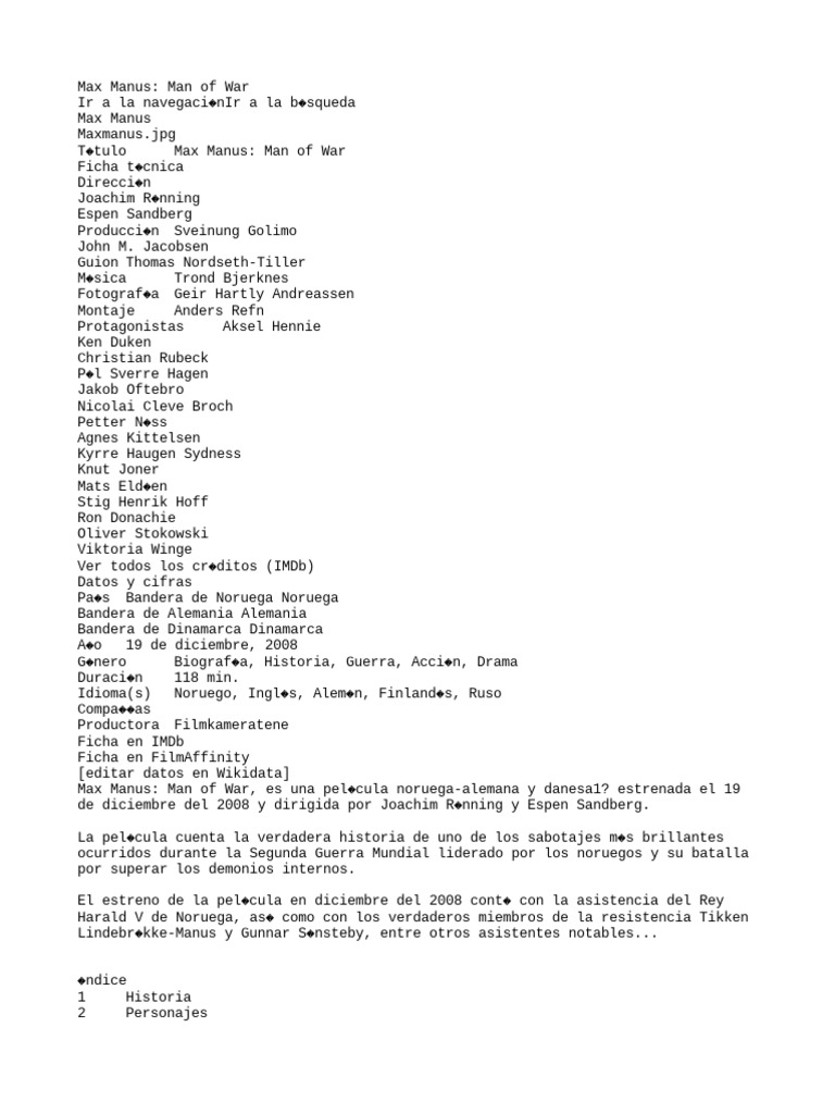 Max Manus: The True Story of a Norwegian Resistance Hero | PDF