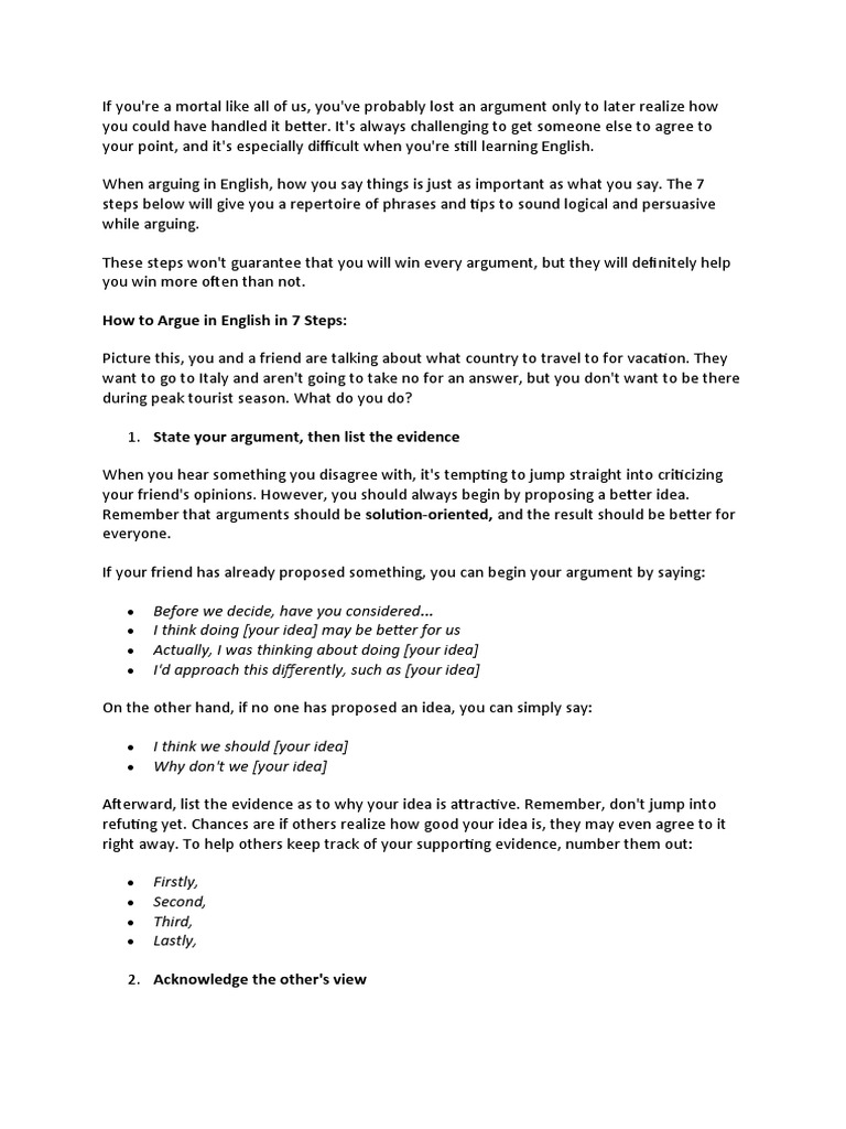 How To Argue in English | PDF | Argument | Evidence