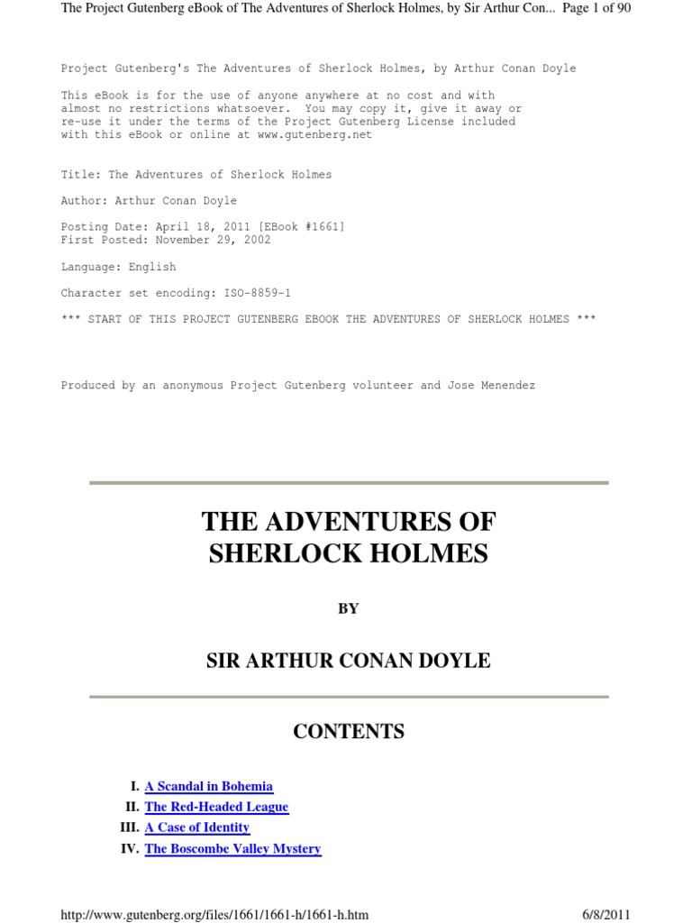 Sherlock Holmes | PDF | A Scandal In Bohemia | Sherlock Holmes