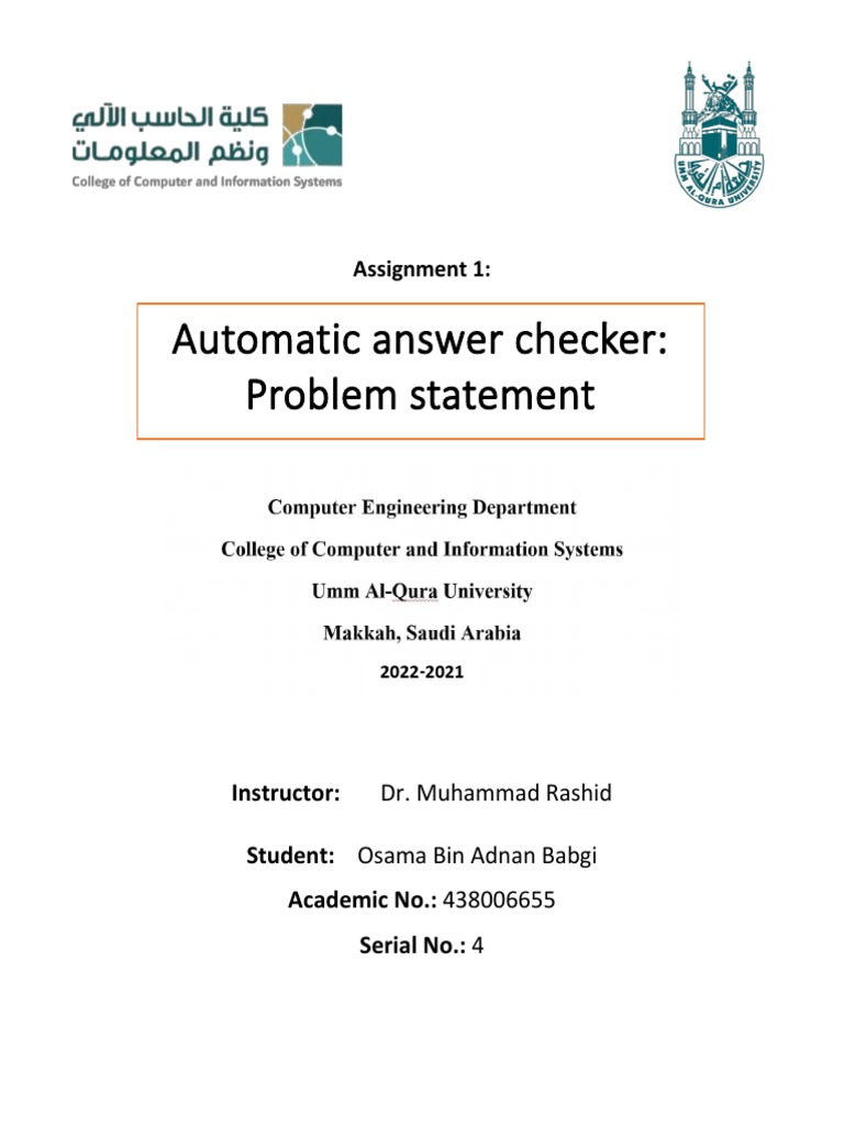 Automatic Answer Checker: Problem Statement: Assignment 1 | PDF | Test ...