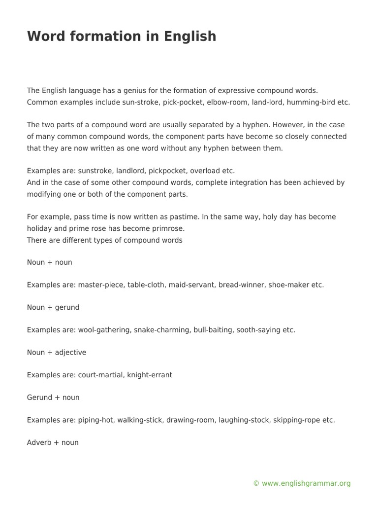 Word Formation in English | PDF