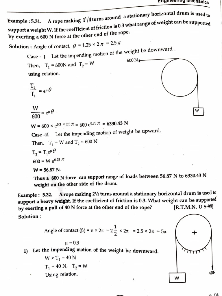 Belt Friction Numerical Pdf Friction Torque
