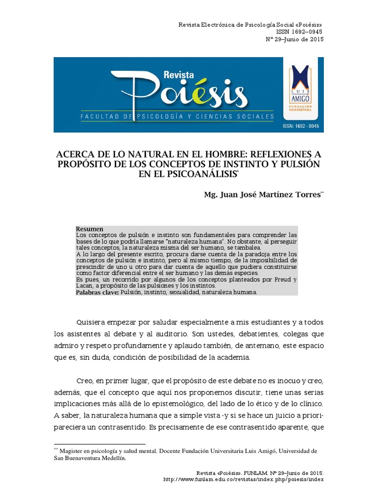 Pulsión e instinto en la naturaleza humana | PDF | Jacques Lacan ...