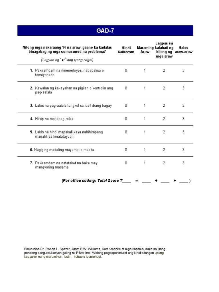 GAD7 Tagalog | PDF