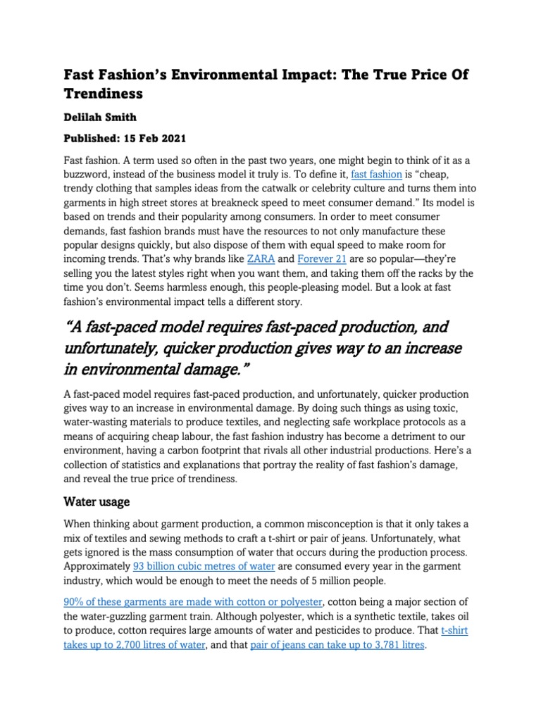 Fast Fashion's Environmental Costs Explained | PDF | Clothing | Fashion