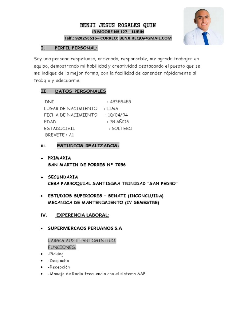 Cv. Benji J. Rq. | PDF | Business