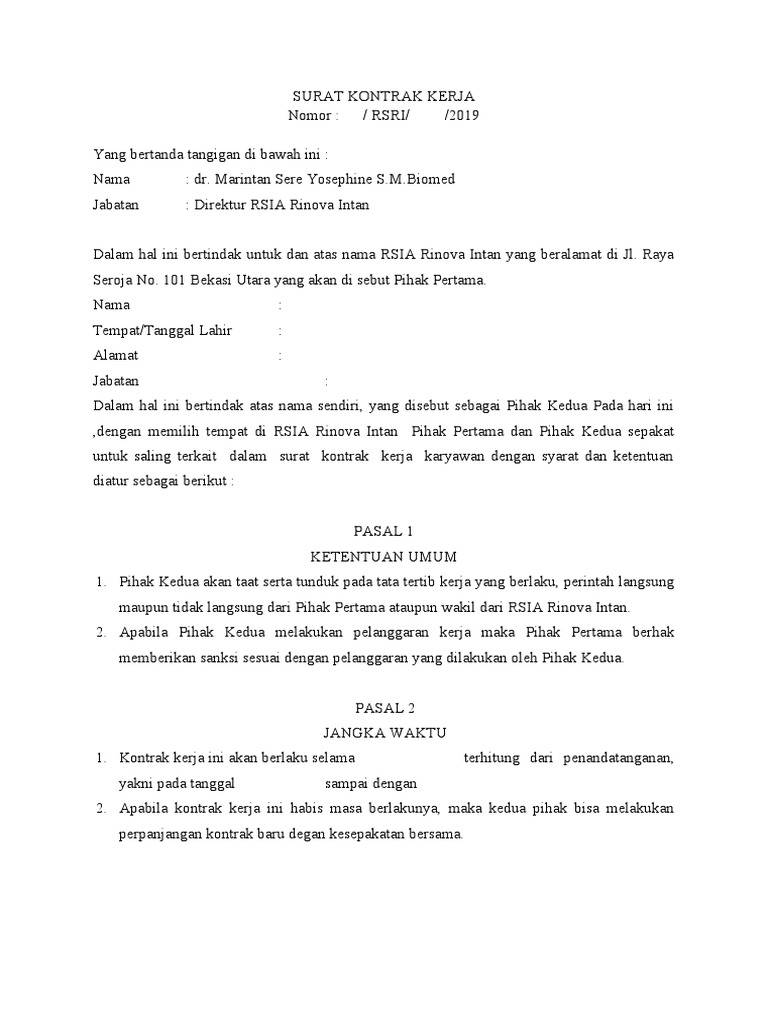 Surat Kontrak Kerja | PDF