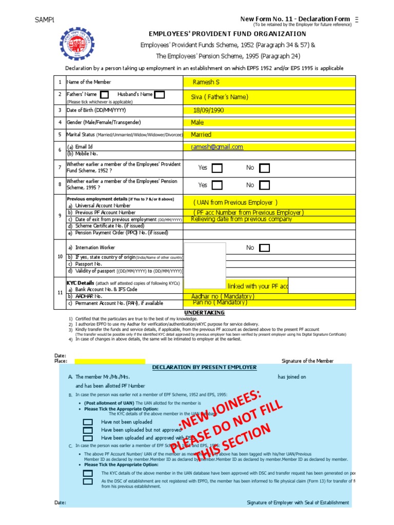 1 - EPF - Form No. 11 (Sample) | PDF | Access Control | Authentication