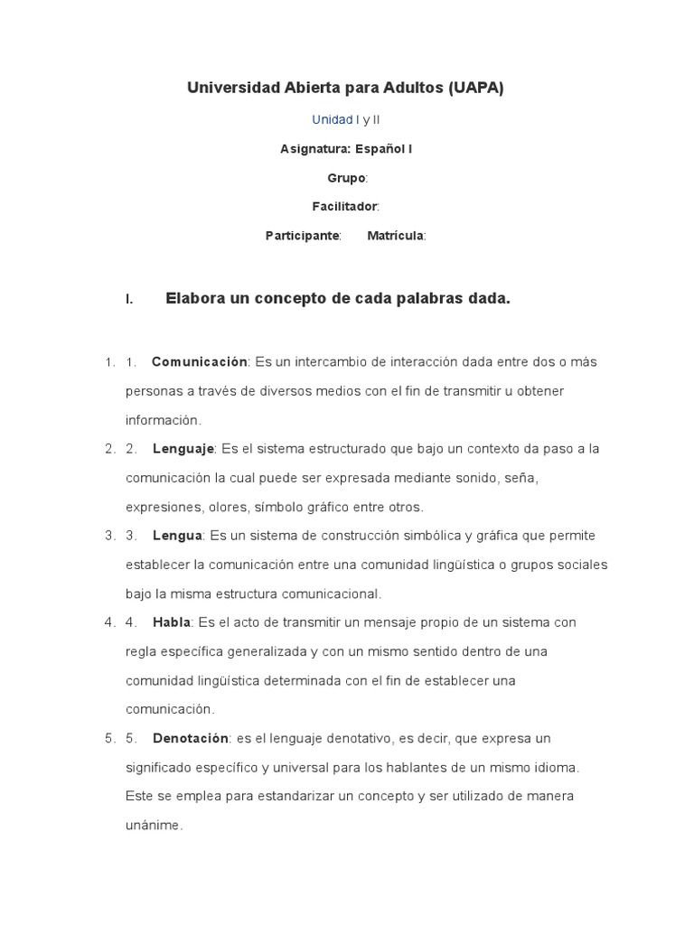 Esp. Tarea I - II | PDF | Comunicación | Lingüística