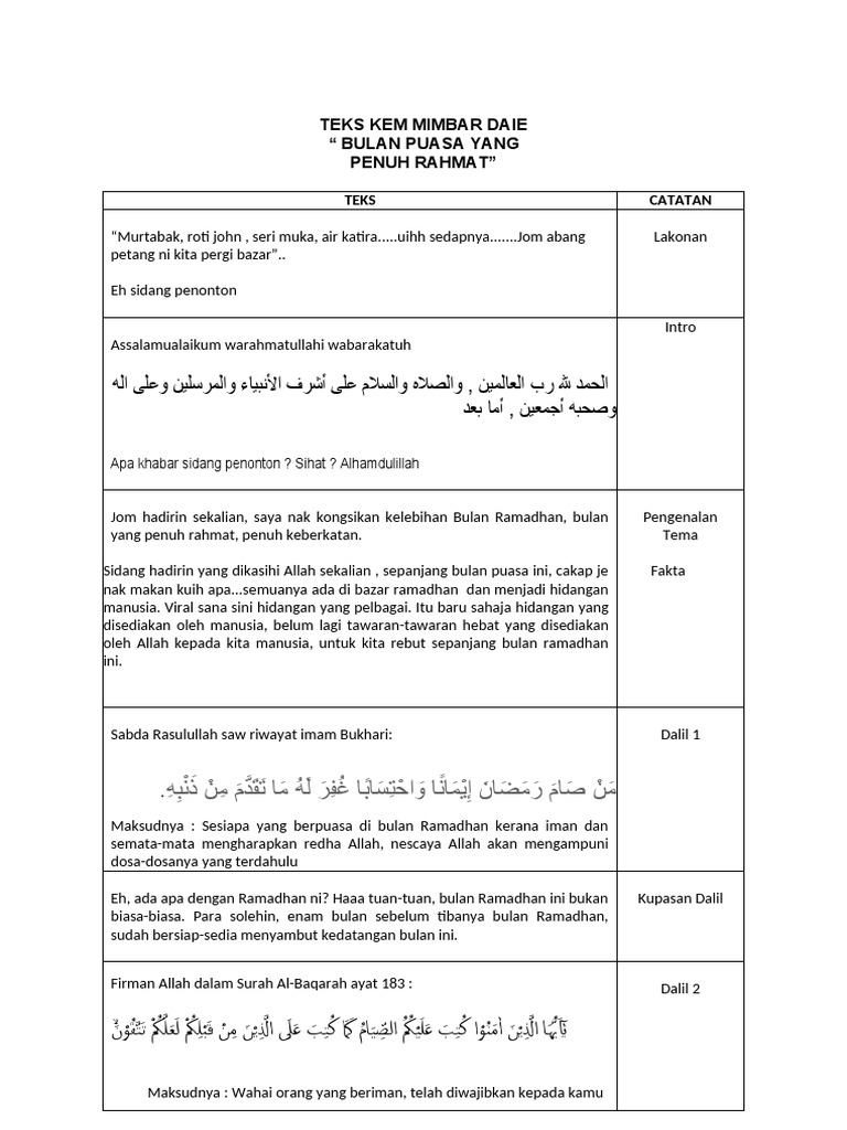 Teks Mimbar Puasa | PDF